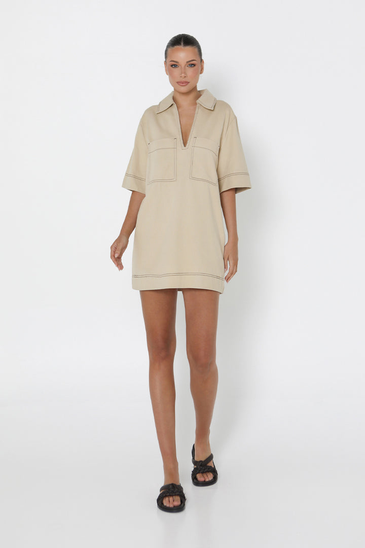 Tara Mini Dress | Stone – Madison The Label